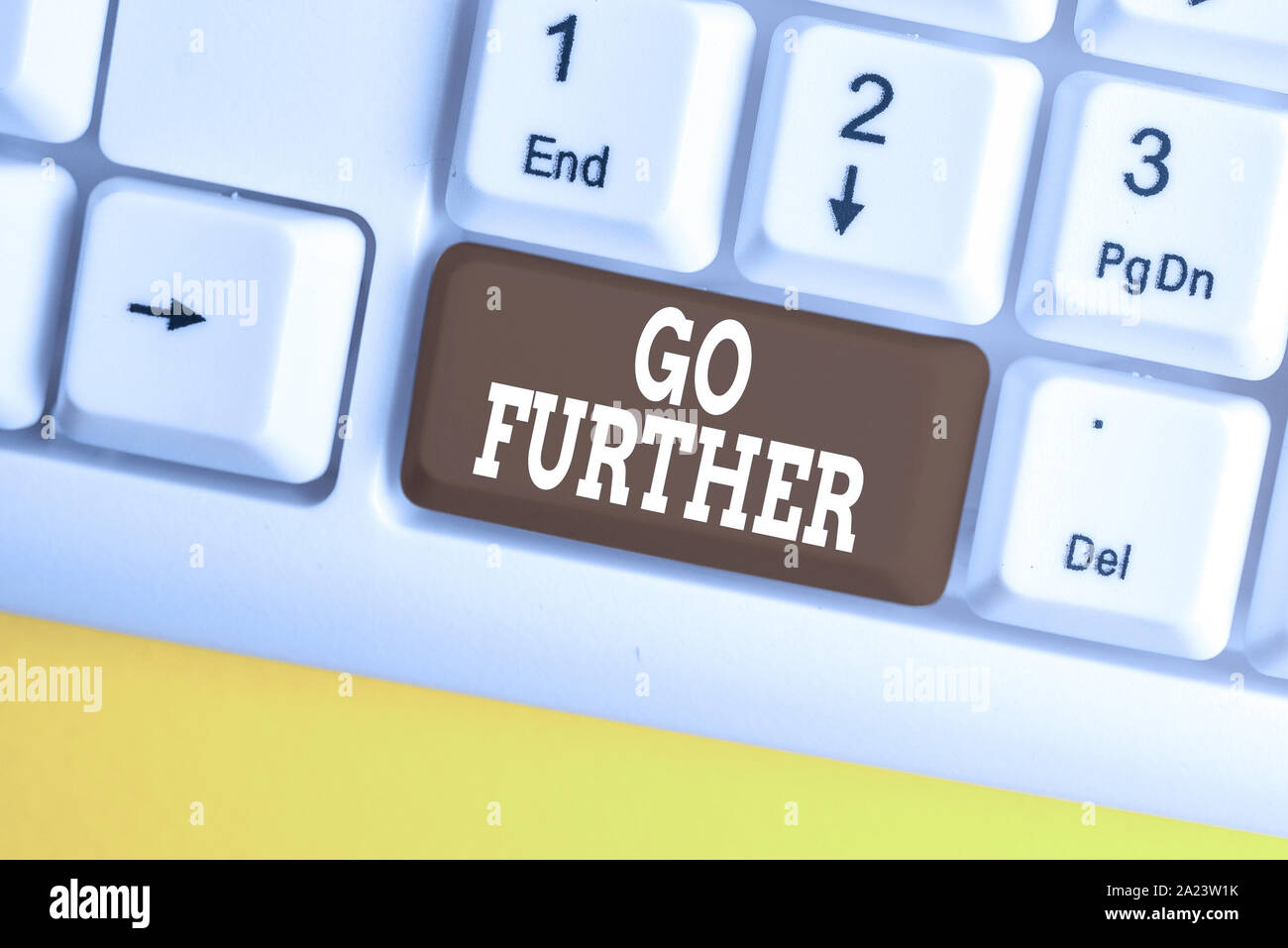 Conceptual hand writing showing Go Further. Concept meaning To move to ...