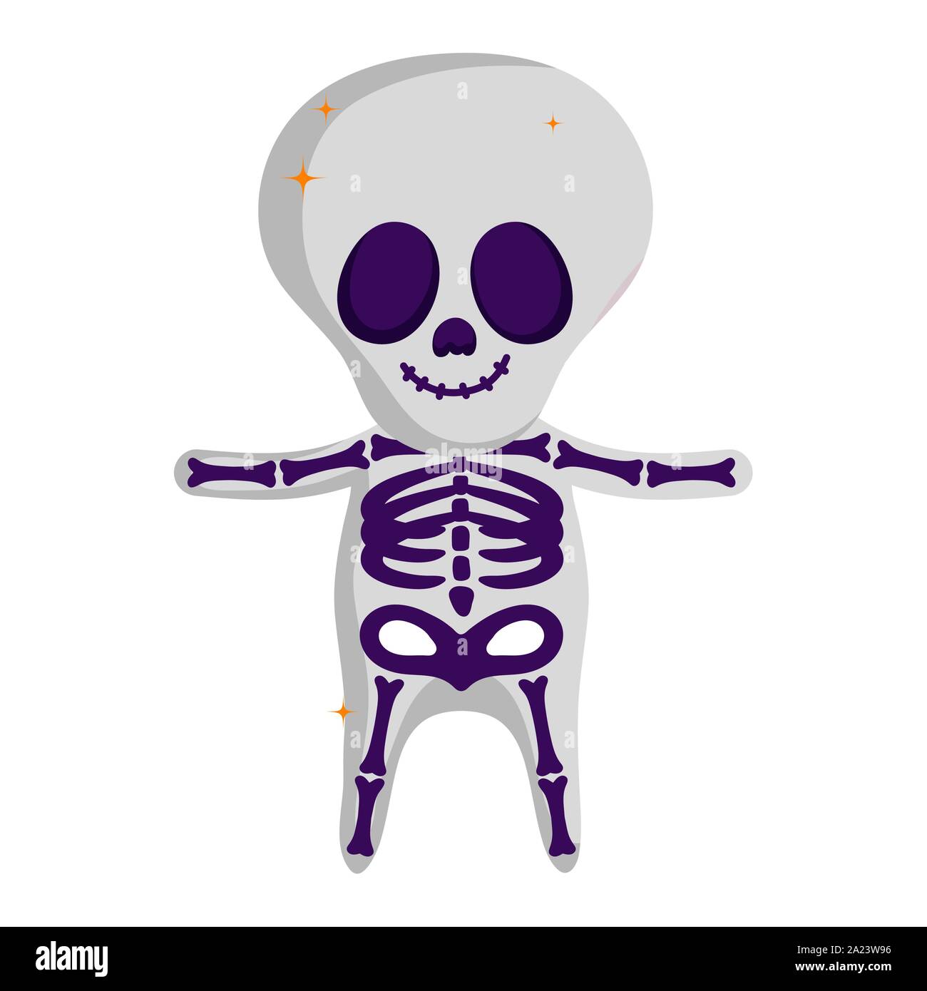 boy skeleton costume trick or treat happy halloween vector illustration ...