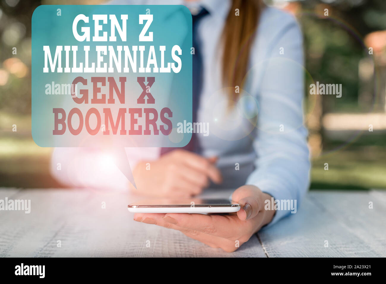 Writing note showing Gen Z Millennials Gen X Boomers. Business concept ...