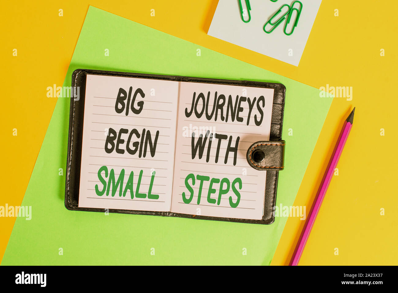 Conceptual hand writing showing Big Journeys Begin With Small Steps ...