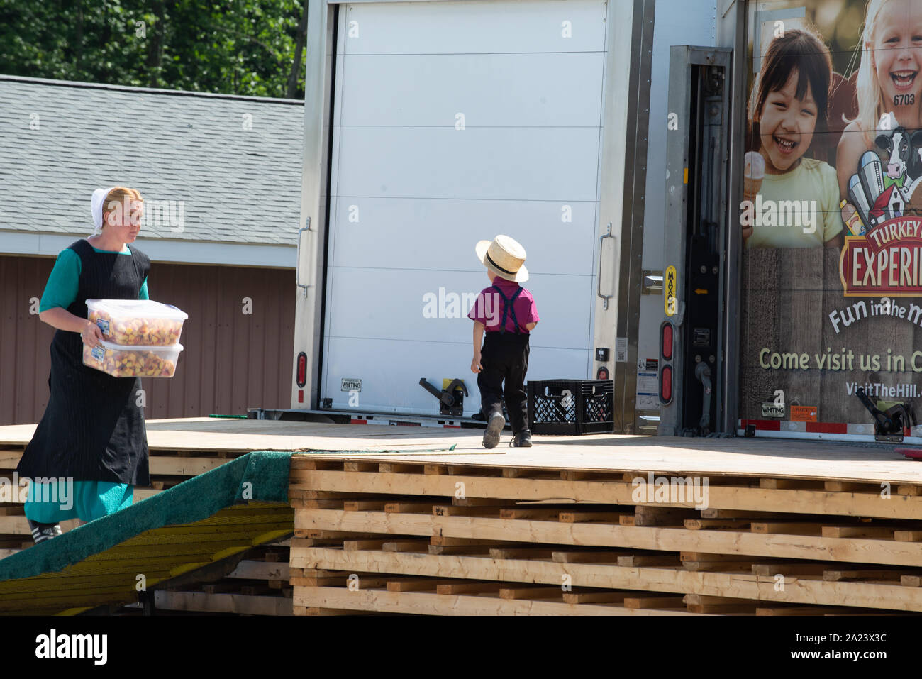 Young Amish children at auction Stock Photo - Alamy