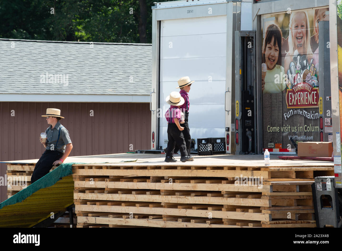 Young Amish children at auction Stock Photo - Alamy