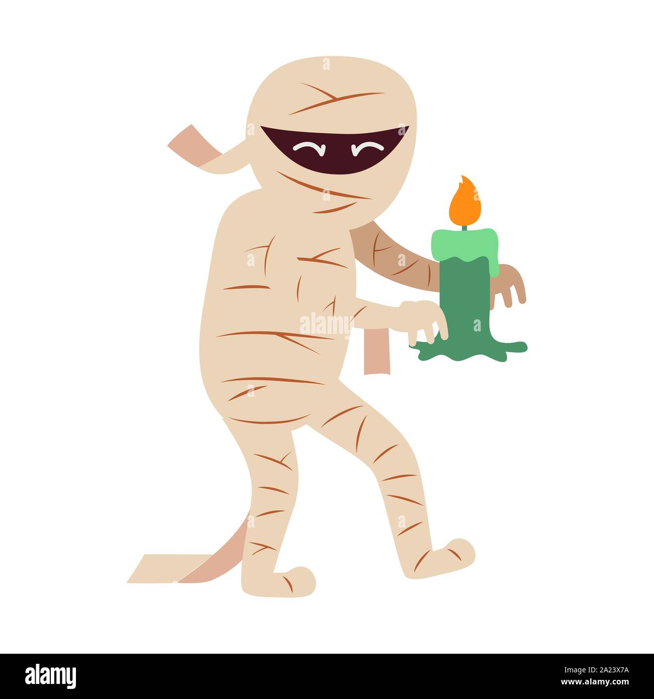 mummy character with candle trick or treat happy halloween vector ...
