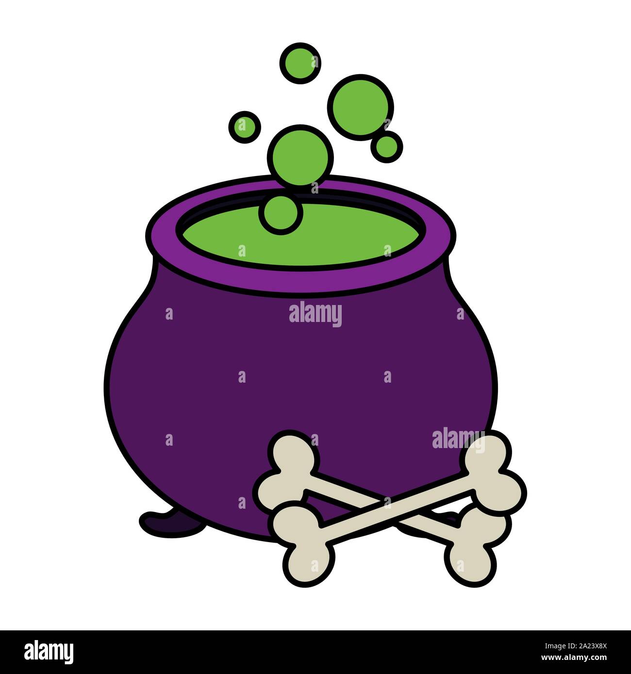 cauldron bones trick or treat happy halloween vector illustration Stock ...