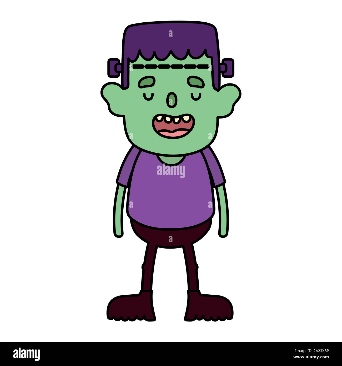 frankenstein trick or treat happy halloween vector illustration Stock ...