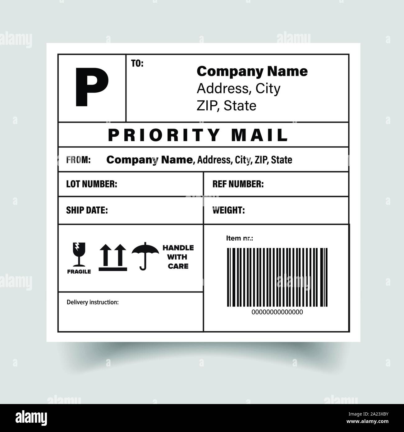 Shipping barcode label sticker template Stock Vector Image & Art - Alamy