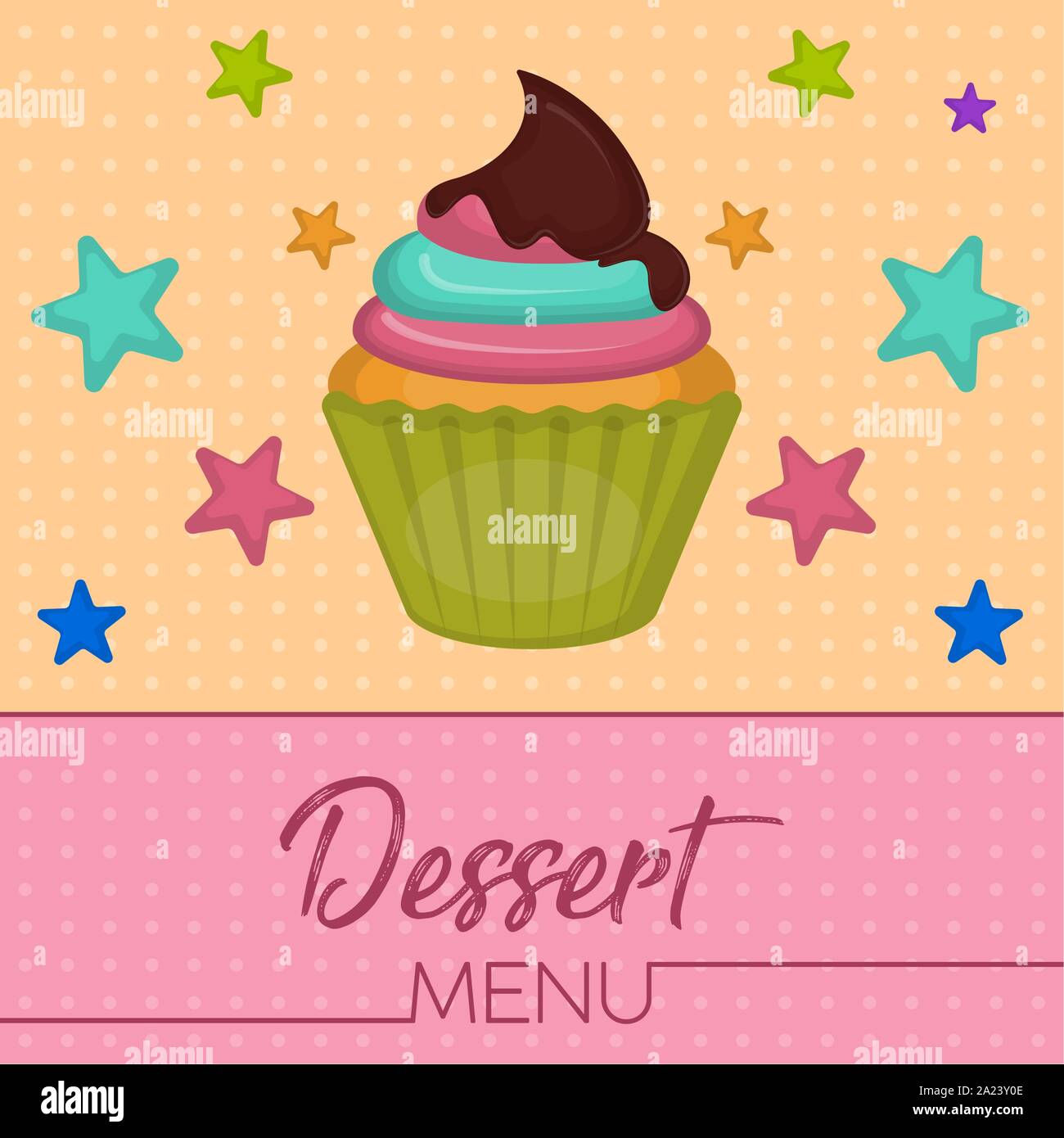 Dessert menu with a cupcake - Vector illustration Stock Vector Image & Art - Alamy