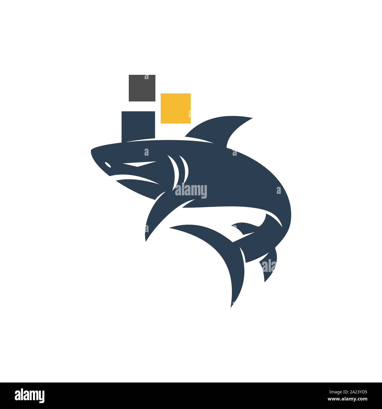 Shark Pixel Technology logo design vector isolated template Stock ...