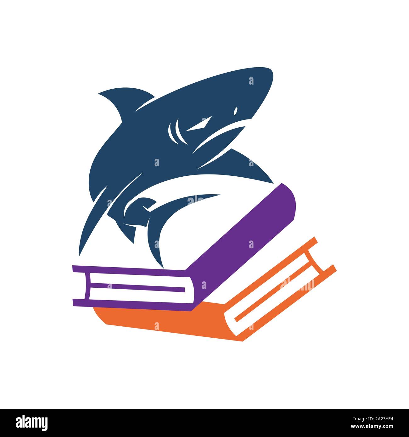Shark Book Stack logo design vector isolated concept template Stock ...
