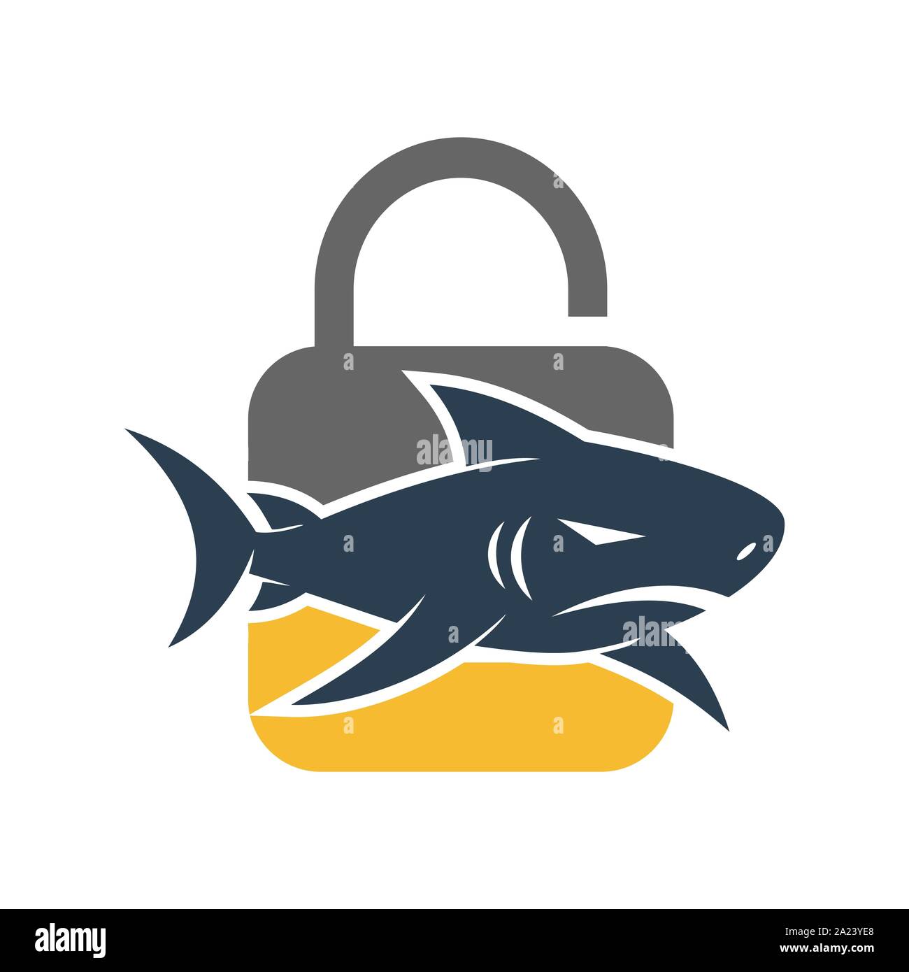 Shark Lock logo design vector isolated illustration template Stock ...