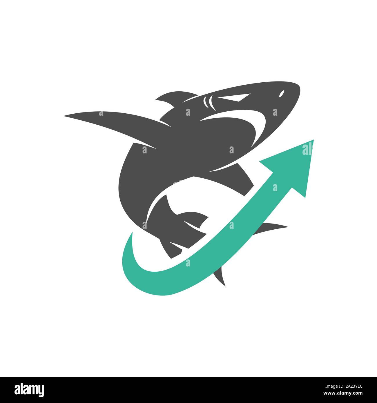 Shark Arrow Up logo design vector isolated illustration template Stock ...