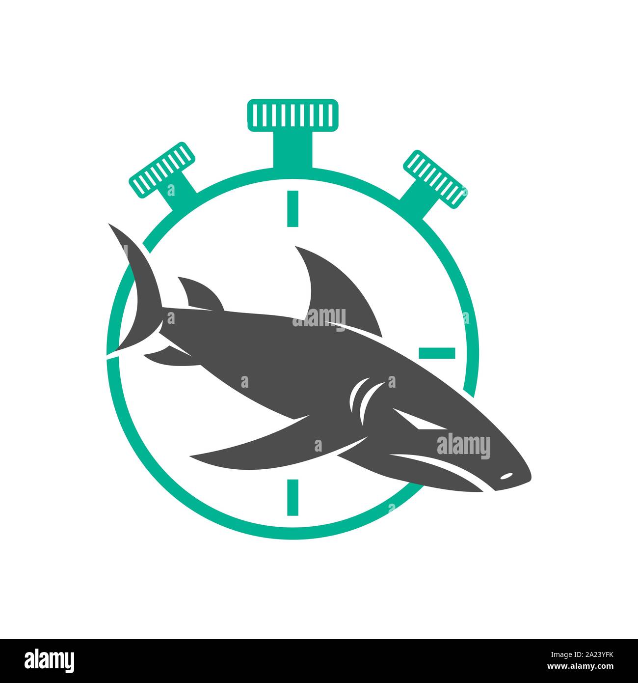Shark Stopwatch logo design vector isolated illustration Stock Vector ...