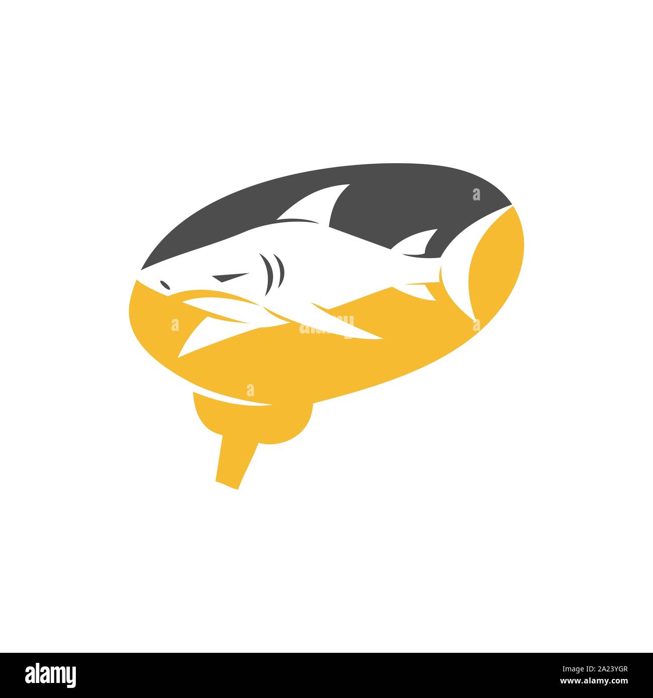 Shark Brain logo design vector isolated illustration template Stock ...