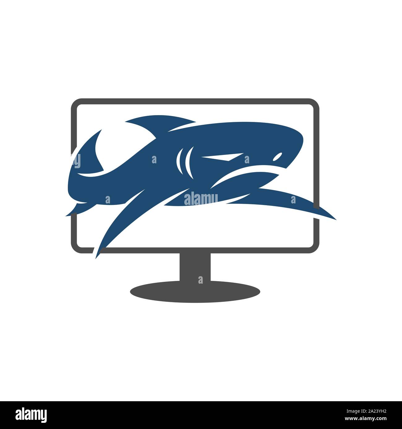 Shark Monitor logo design vector isolated concept template Stock Vector ...