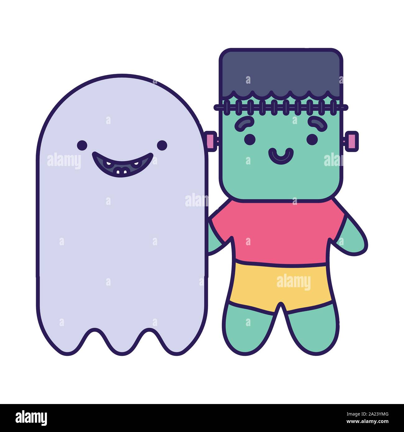 boy frankenstein and ghost costume trick or treat happy halloween ...