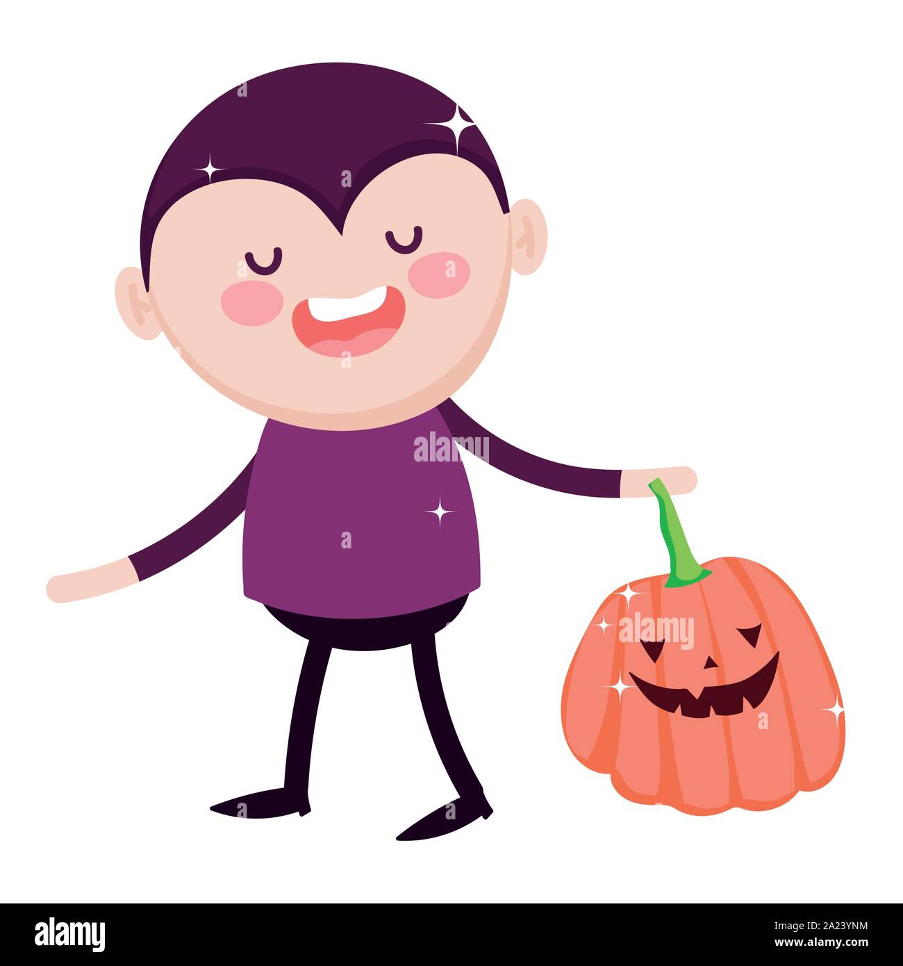 dracula with pumpkin trick or treat happy halloween vector illustration ...