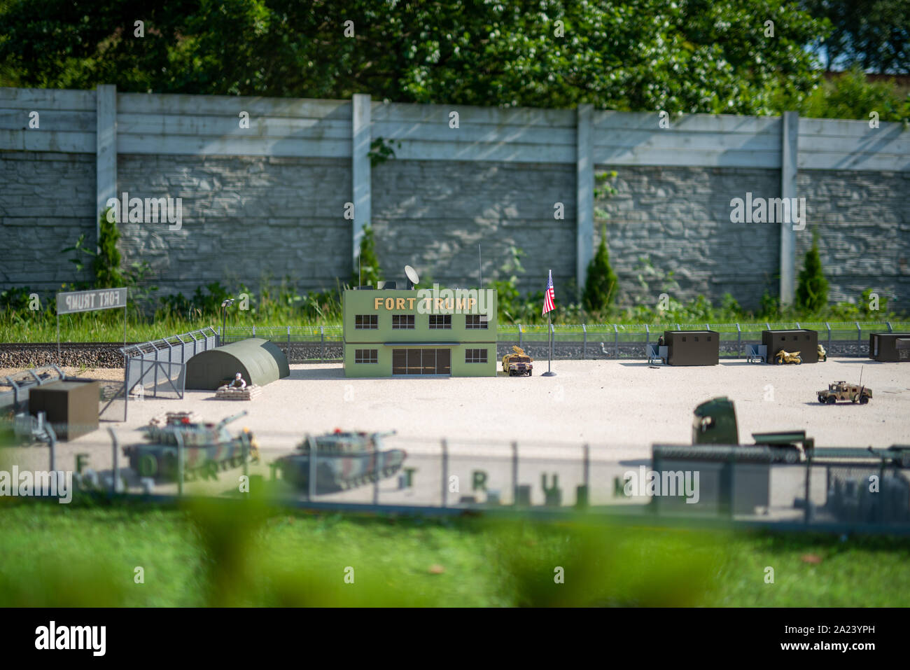 Model of the American military base in Poland. Fort Trump project Stock ...
