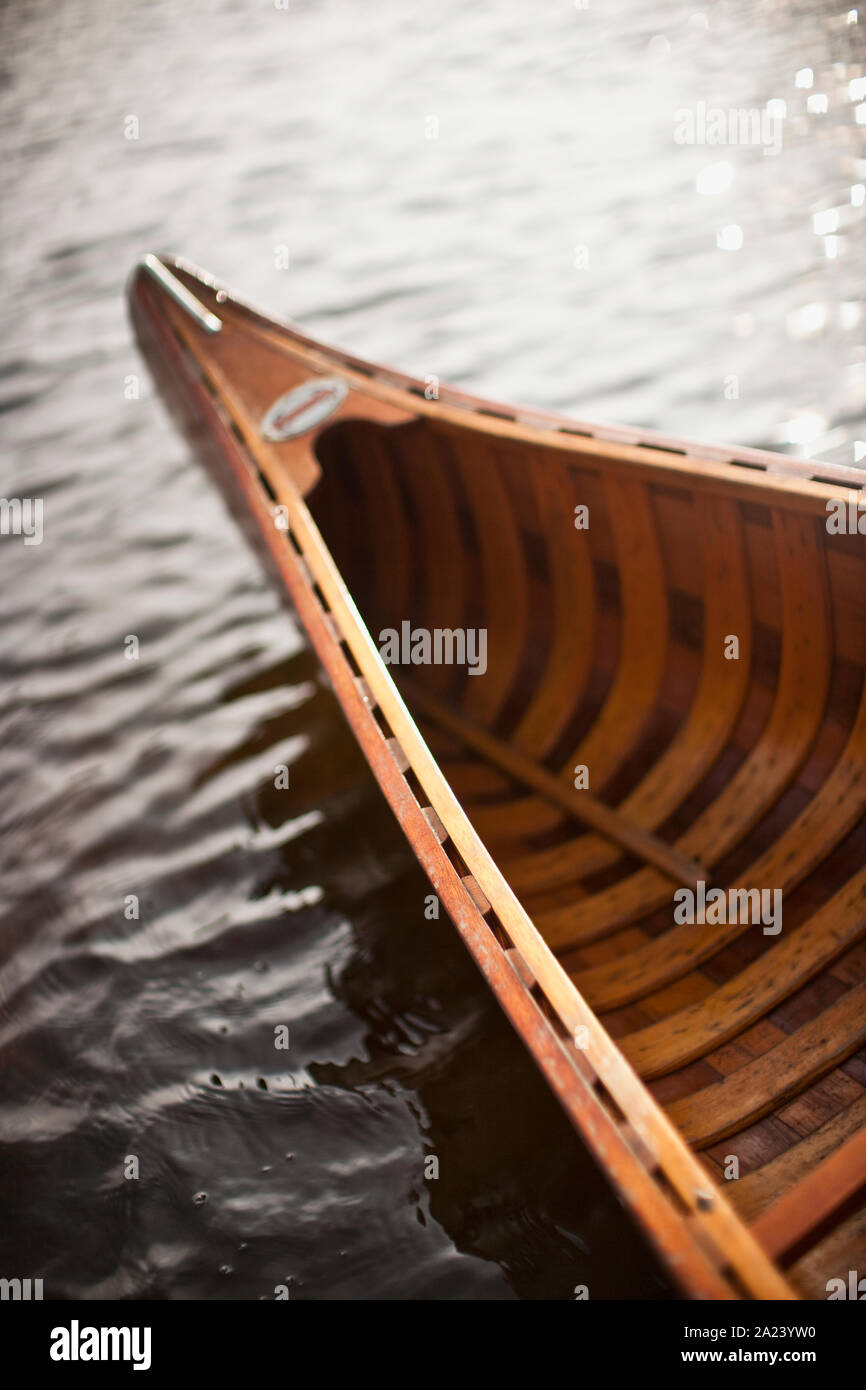 Front of canoe floating on water Stock Photo - Alamy