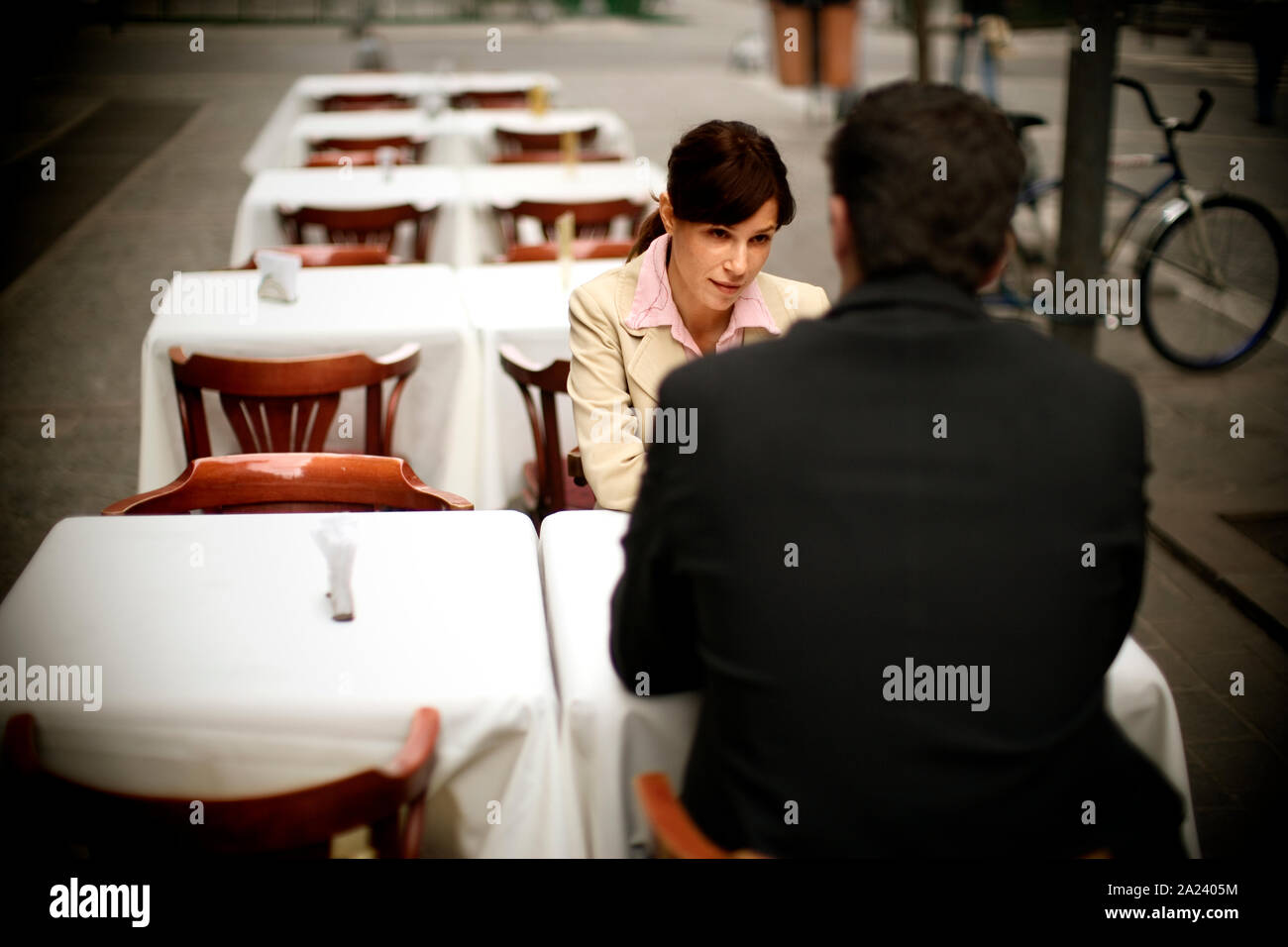 View of a woman in a thoughtful conversation with her partner Stock ...