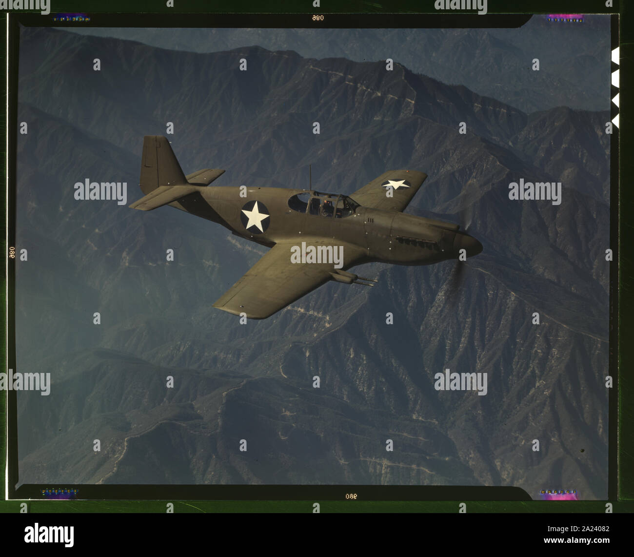 P-51 Mustang fighter in flight, Inglewood, Calif. The Mustang, built by ...