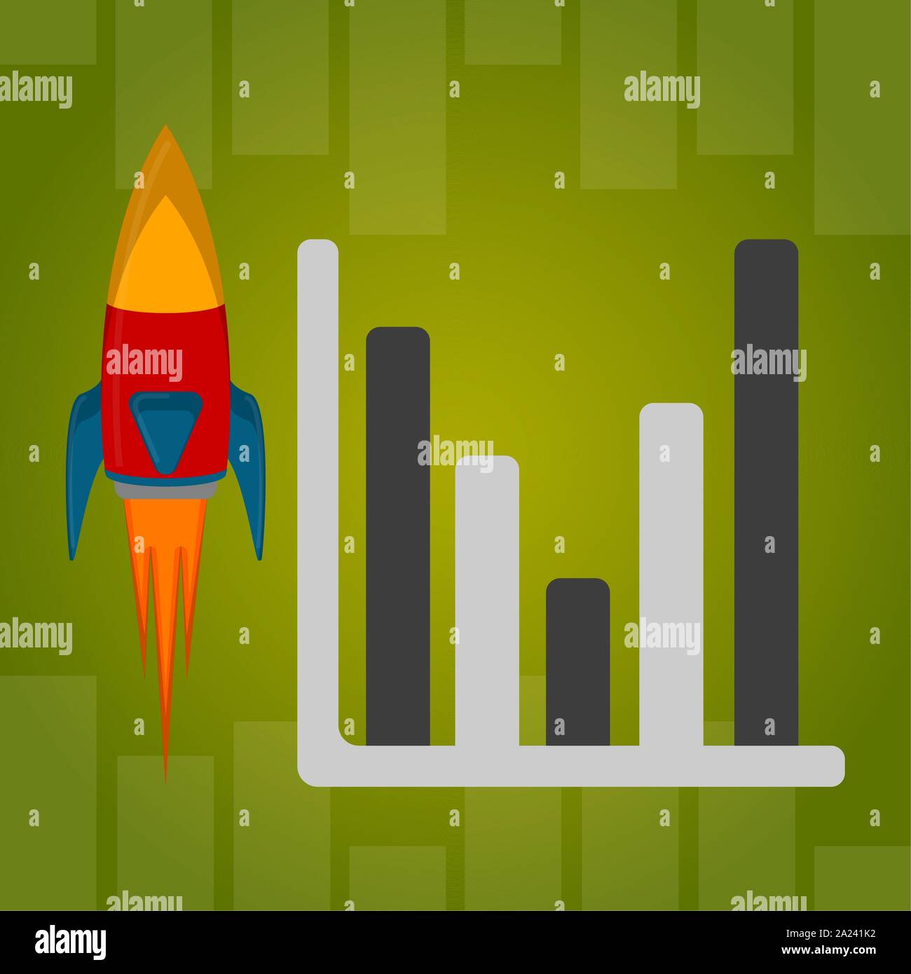 Rocket taking off with a business graph. Startup concept - Vector ...