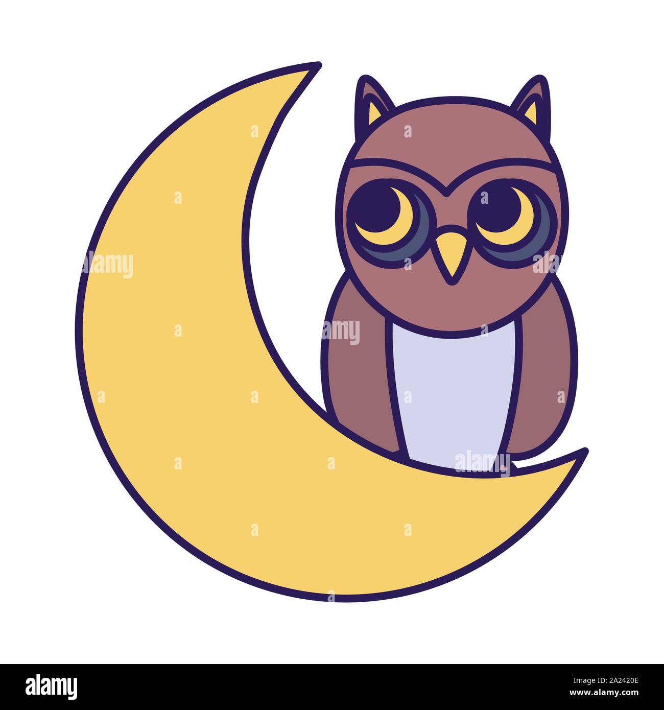 owl on moon trick or treat happy halloween vector illustration Stock ...