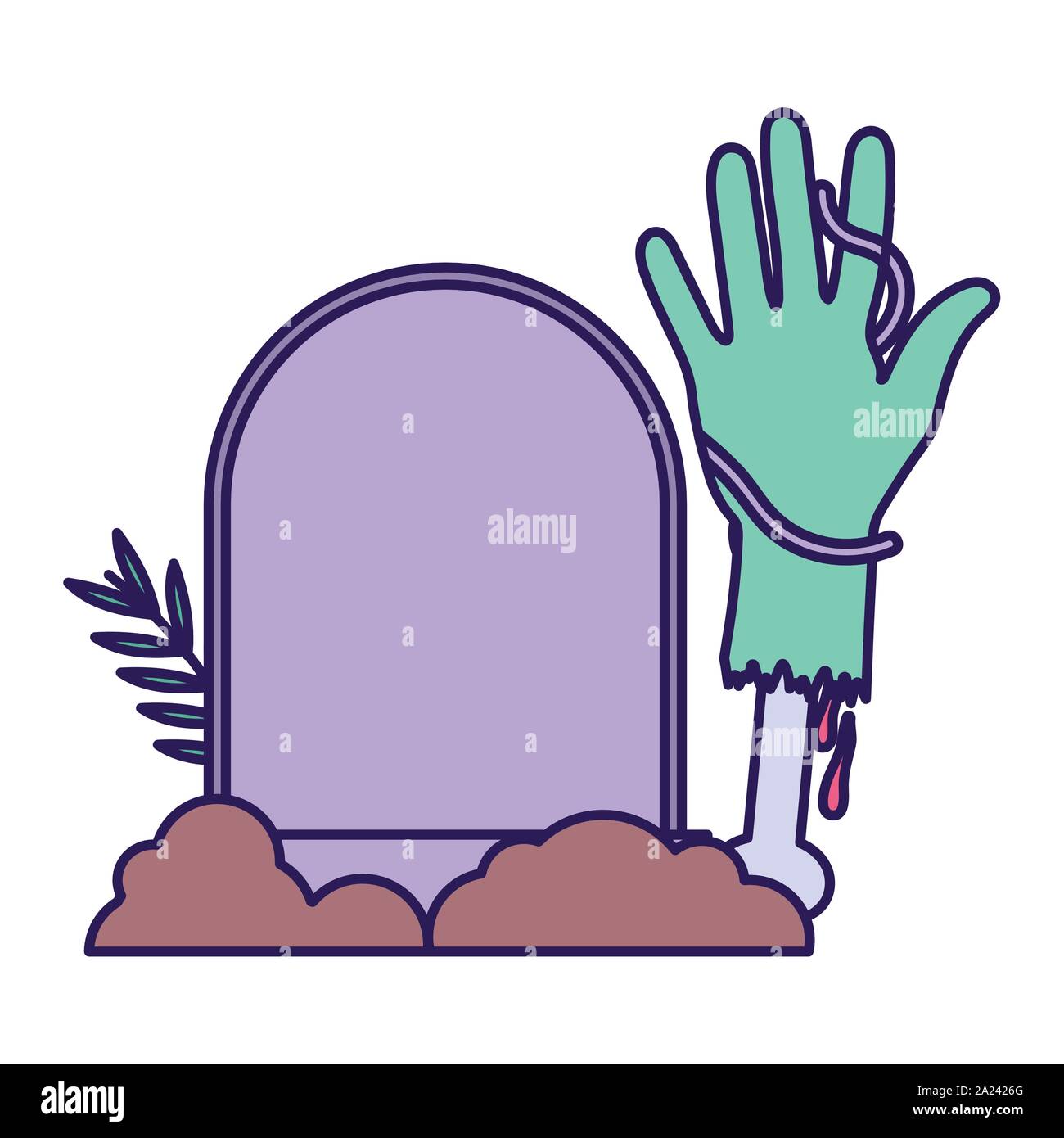 hand zombie bone gravestone trick or treat happy halloween vector ...