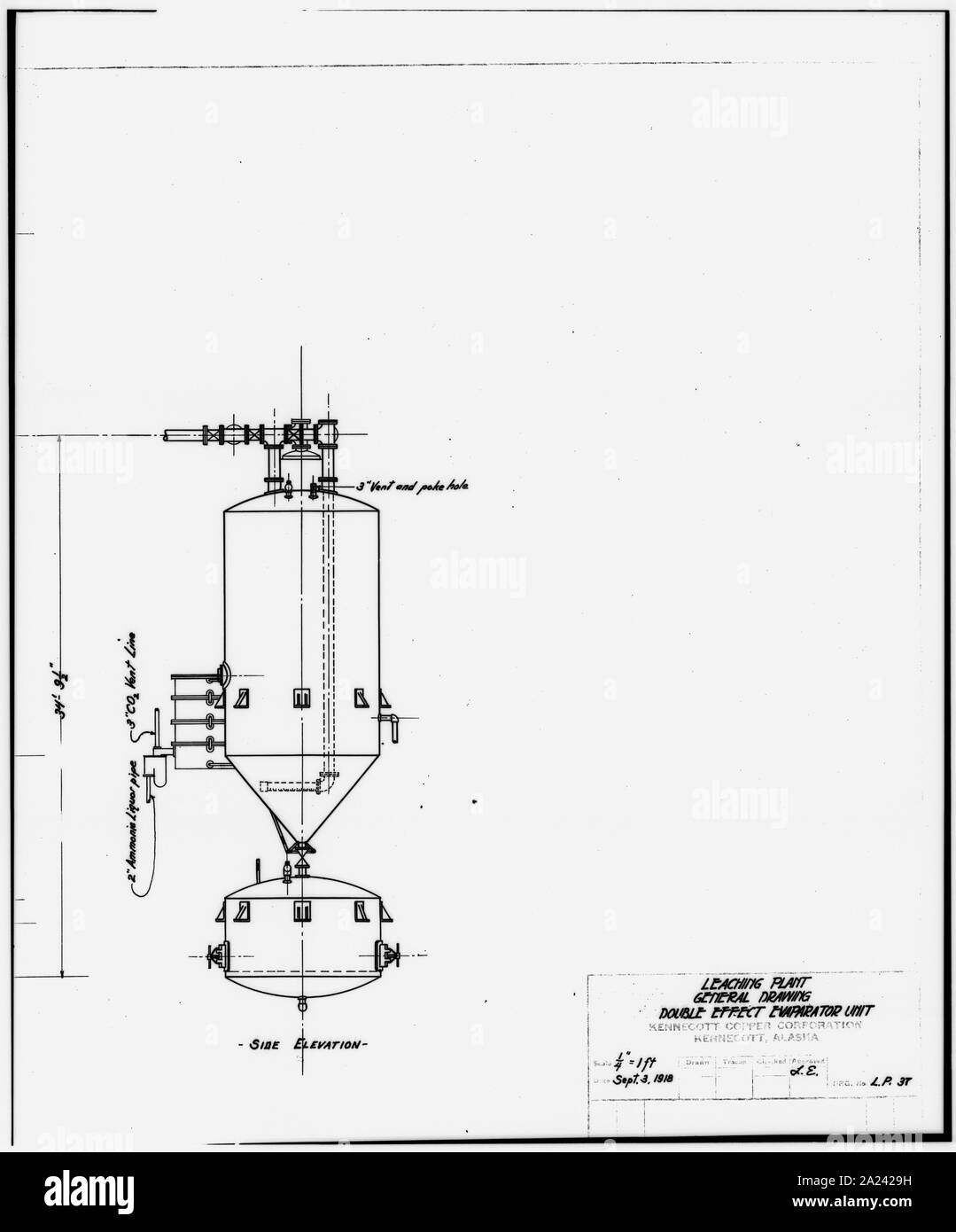 PHOTOCOPY OF DRAWING AMMONIA LEACHING PLANT GENERAL, DOUBLE EFFECT ...