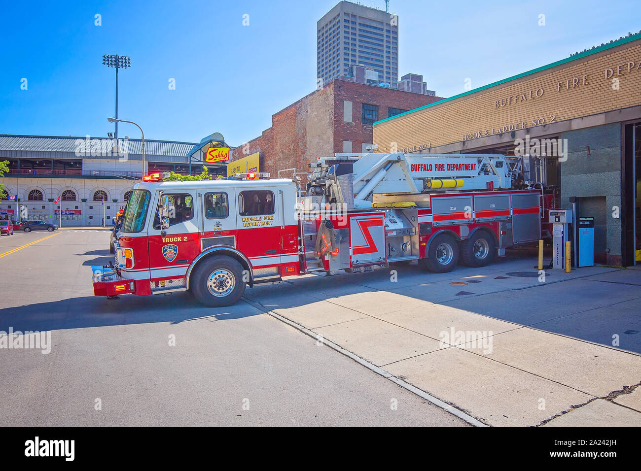 Buffalo, USA-20 July, 2019: Fire truck ready to respond to emergency ...