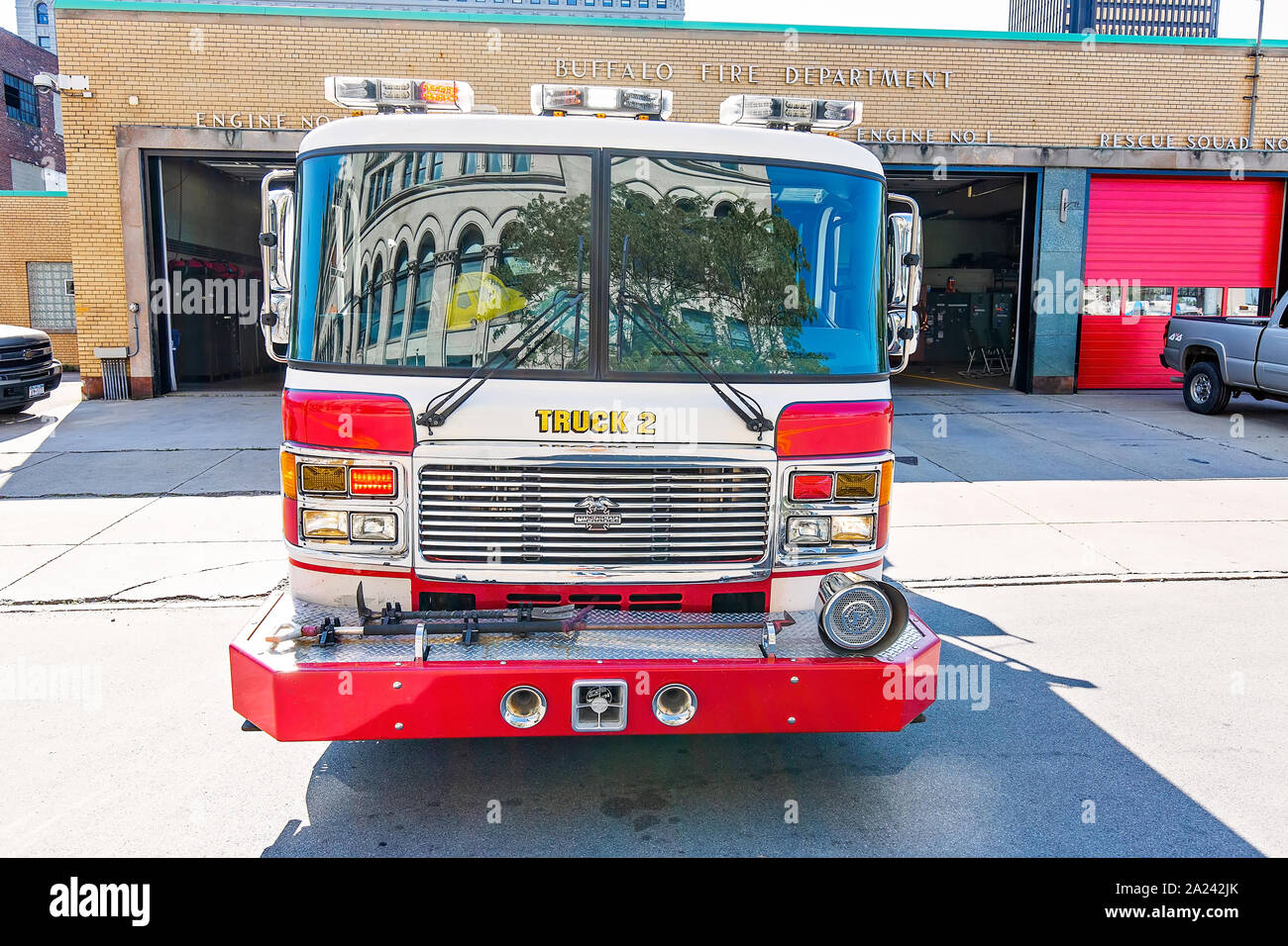 Buffalo, USA-20 July, 2019: Fire truck ready to respond to emergency ...