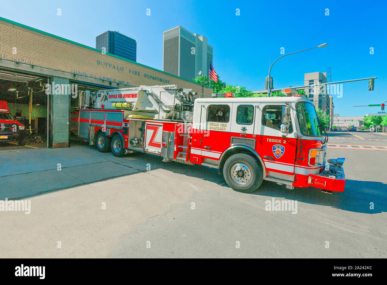 Buffalo, USA-20 July, 2019: Fire truck ready to respond to emergency ...