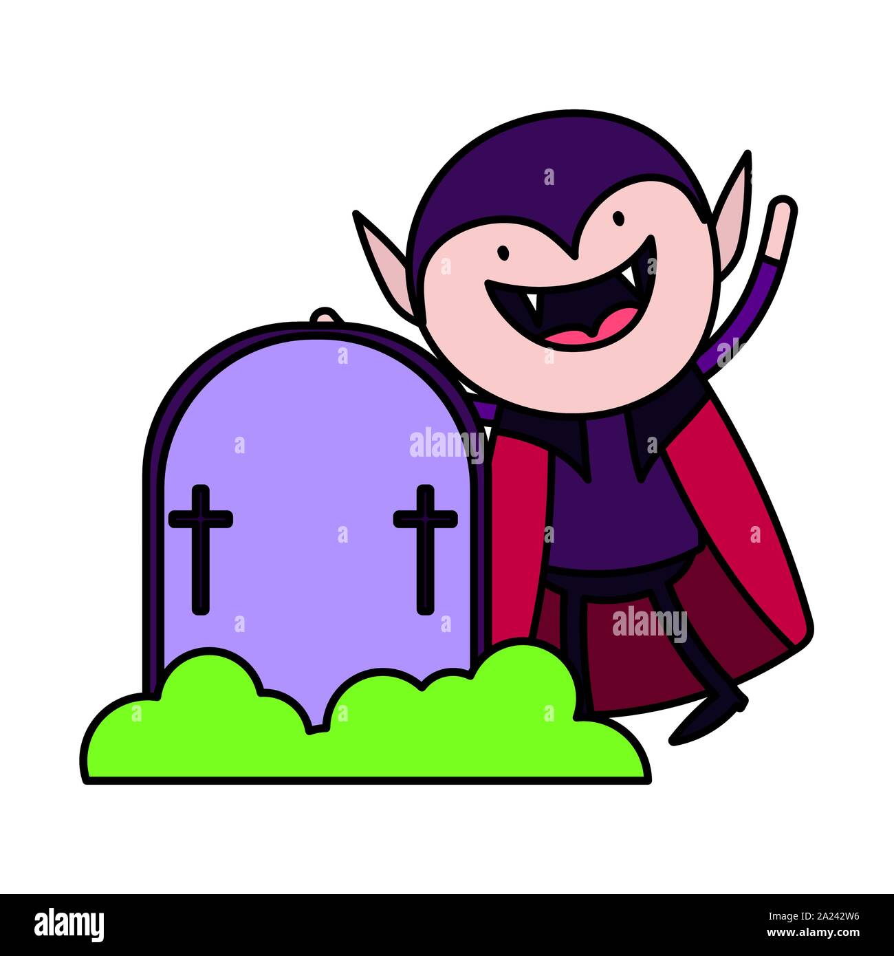 dracula cartoon with gravestone trick or treat happy halloween vector ...
