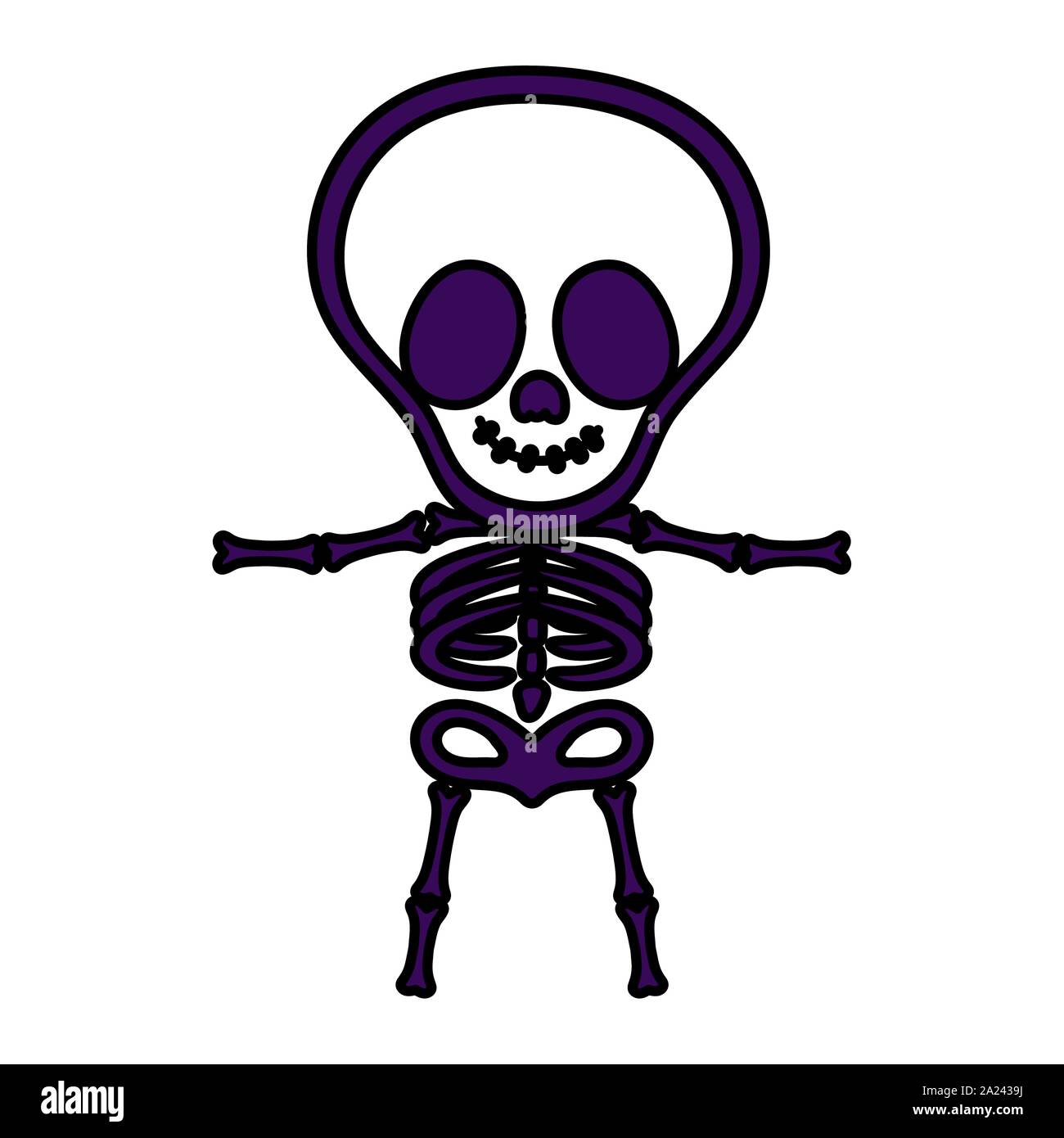 boy skeleton costume trick or treat happy halloween vector illustration ...