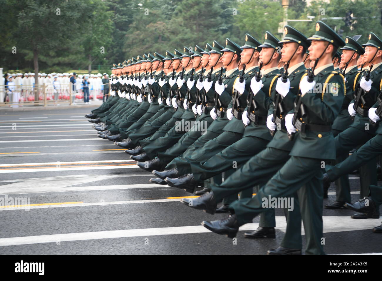 Beijing, China. 1st Oct, 2019. Troops make preparation for the military ...