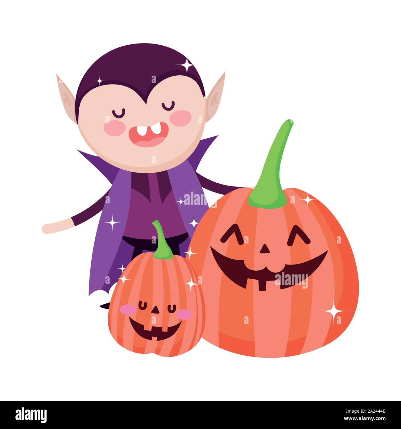 dracula with pumpkins trick or treat happy halloween vector ...