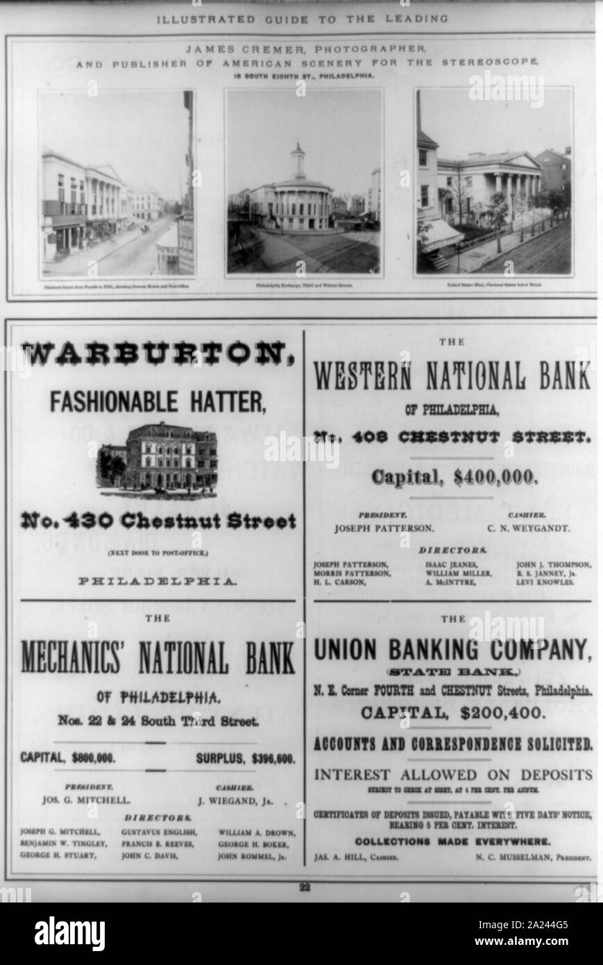 Page of advertisements including three original photoprints of public ...