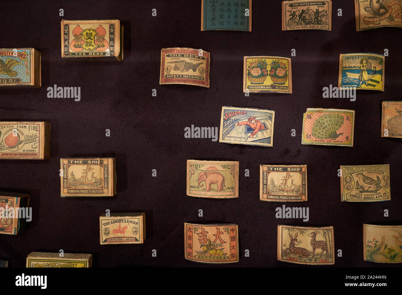 Old matchbox paper labels at the official museum at the House of ...