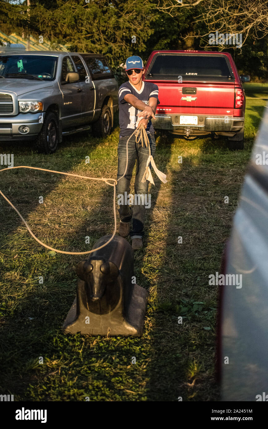 Country fair calf roping contest Stock Photo - Alamy