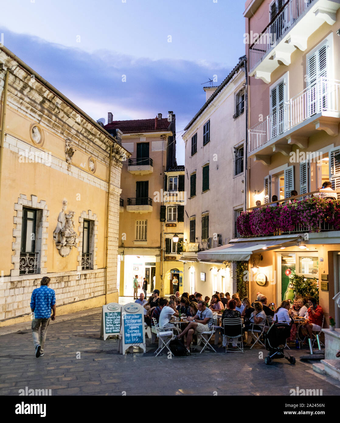 Corfu Town At Night Greece Stock Photo - Alamy
