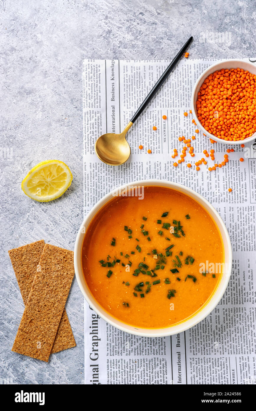 Red lentil soup top hi-res stock photography and images - Alamy