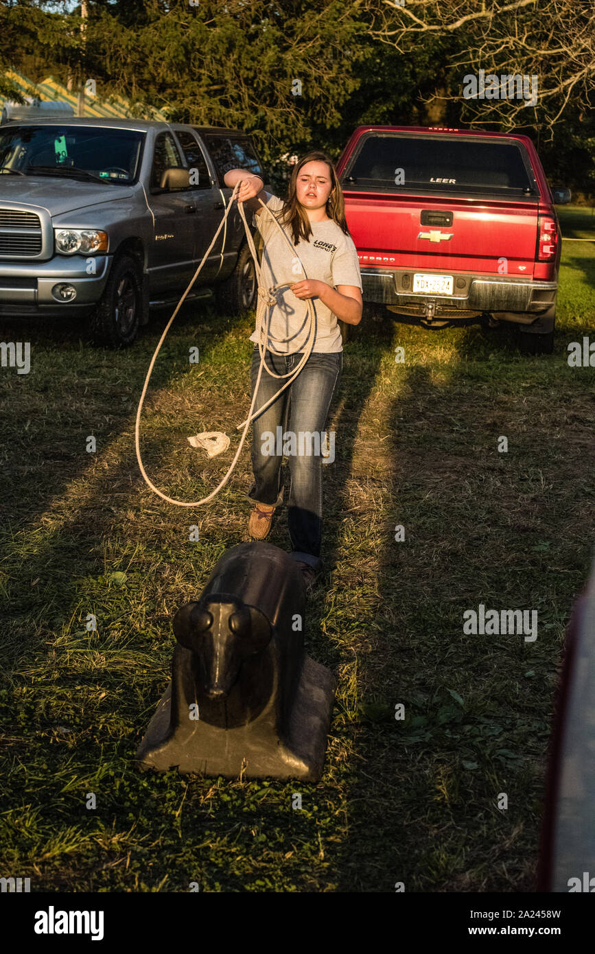 Country fair calf roping contest Stock Photo - Alamy