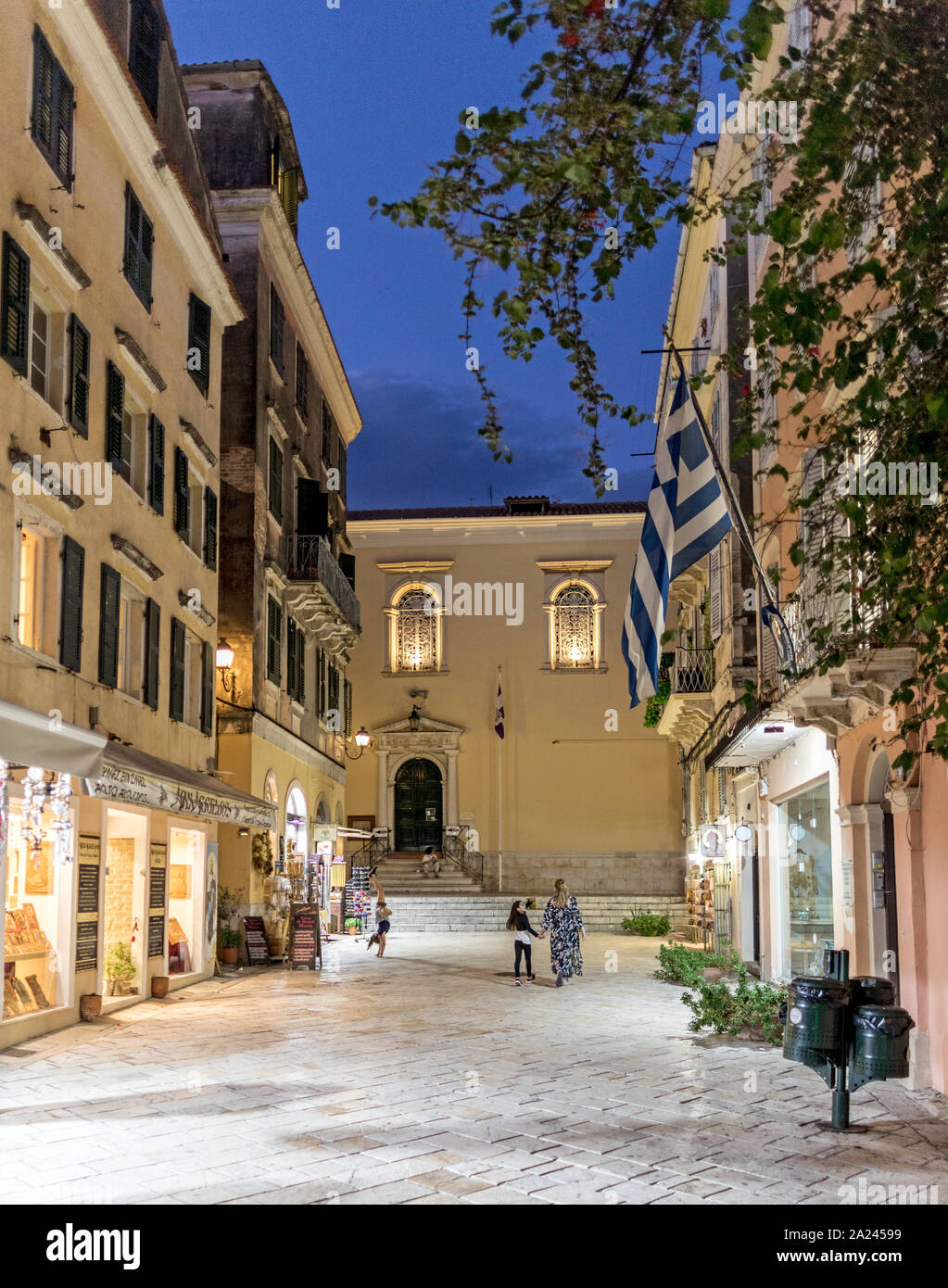 Corfu Town At Night Greece Stock Photo - Alamy