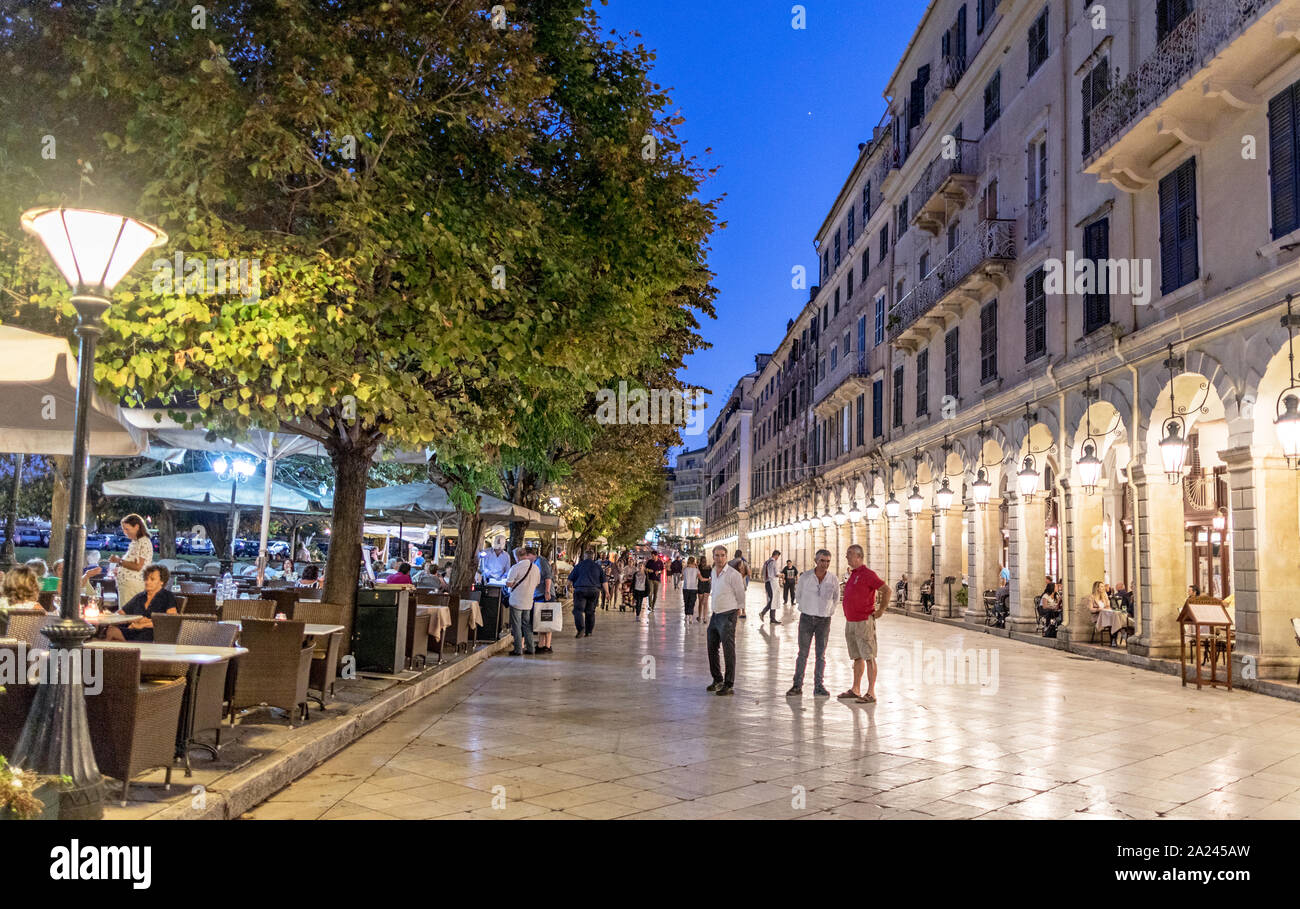Corfu Town At Night Greece Stock Photo - Alamy