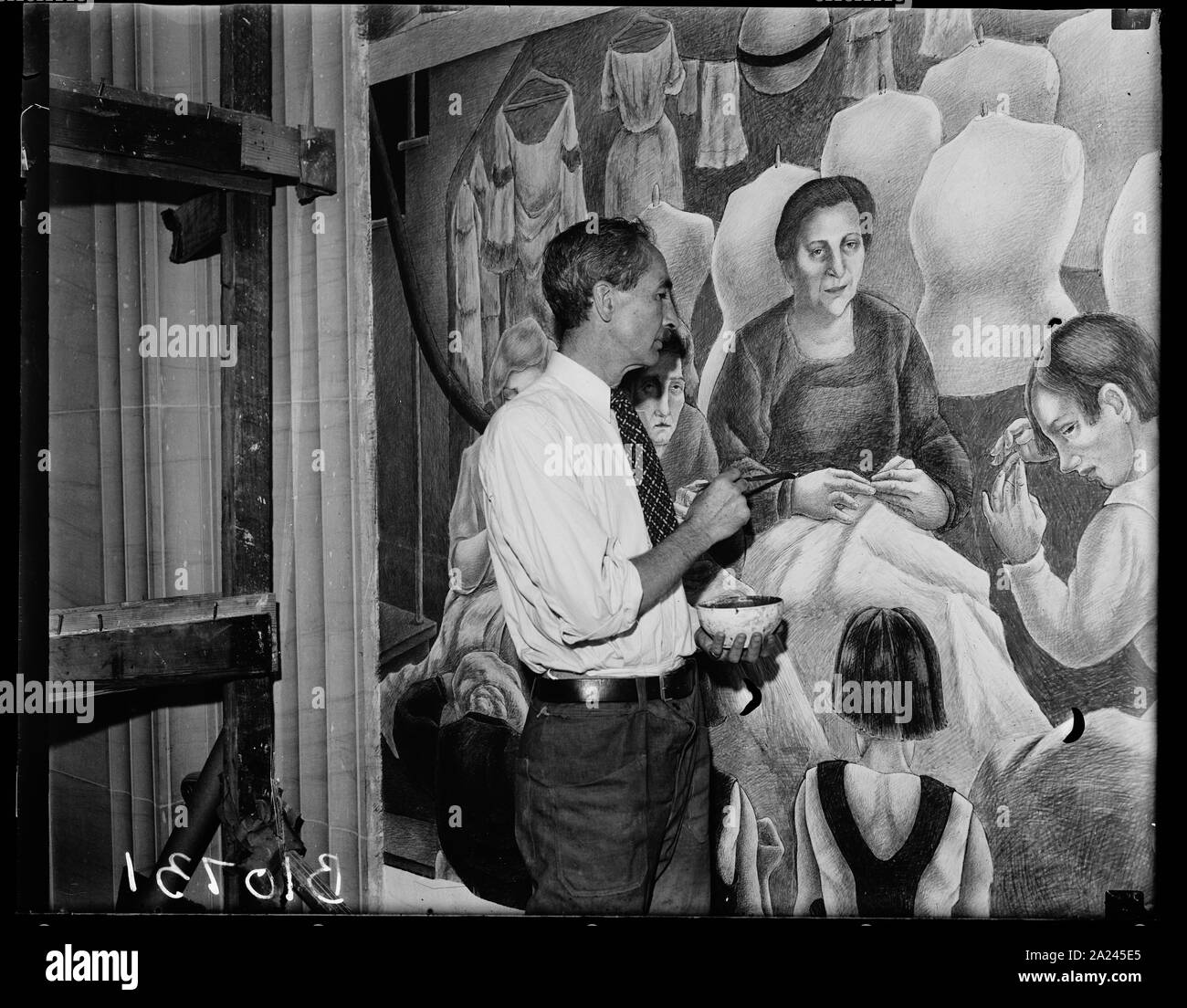 Painting wall murals Black and White Stock Photos & Images - Alamy