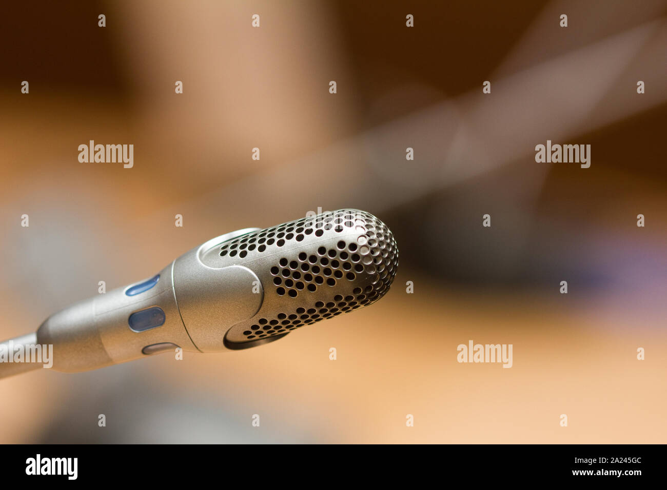 modern microphone in seminar room close up view Stock Photo - Alamy