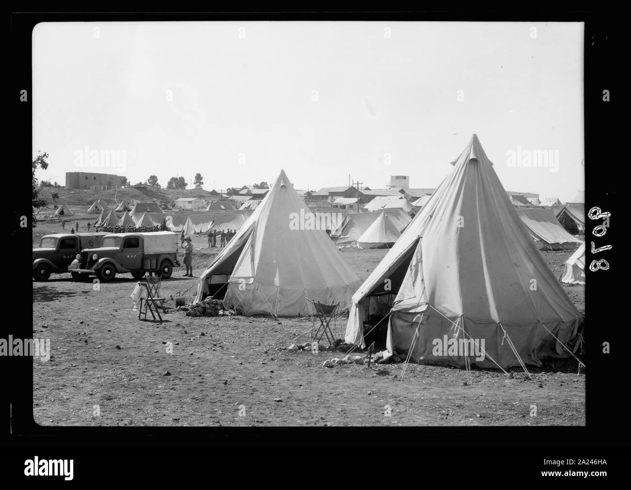 Palestine disturbances 1936. Camp of British soldiers on Mount Scopus ...