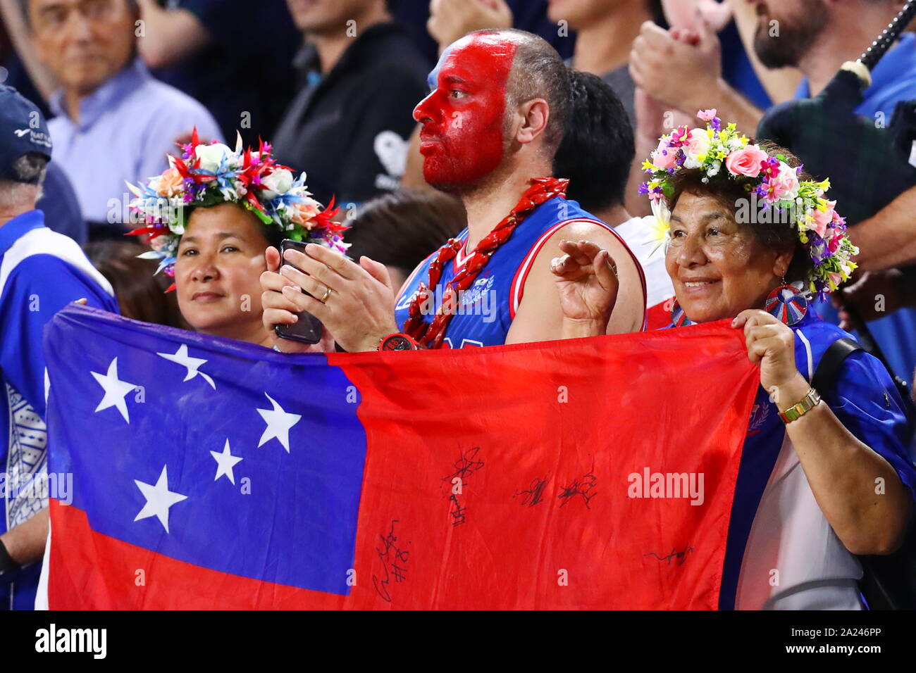 Kobe, Hyogo, Japan. 30th Sep, 2019. Samoa Team fans Rugby : 2019 Rugby ...