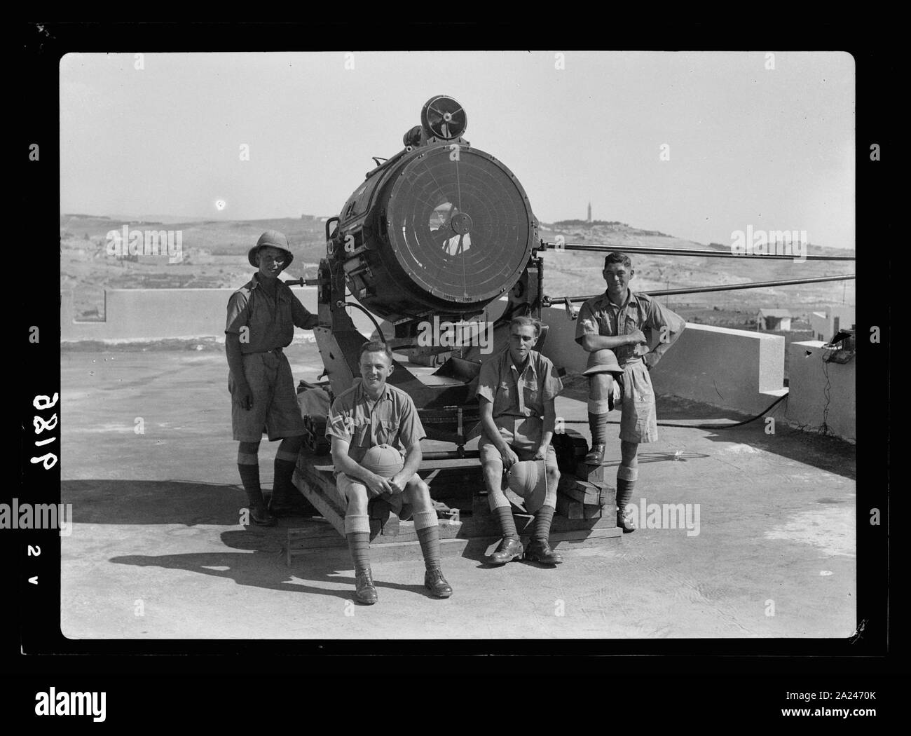 Palestine disturbances 1936. The Royal Engineers search-light, mounted ...