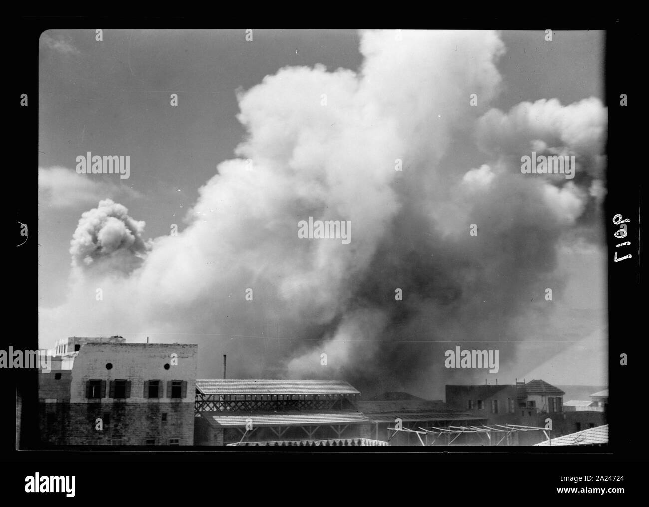 Palestine disturbances during summer 1936. Jaffa. Dynamiting slum ...