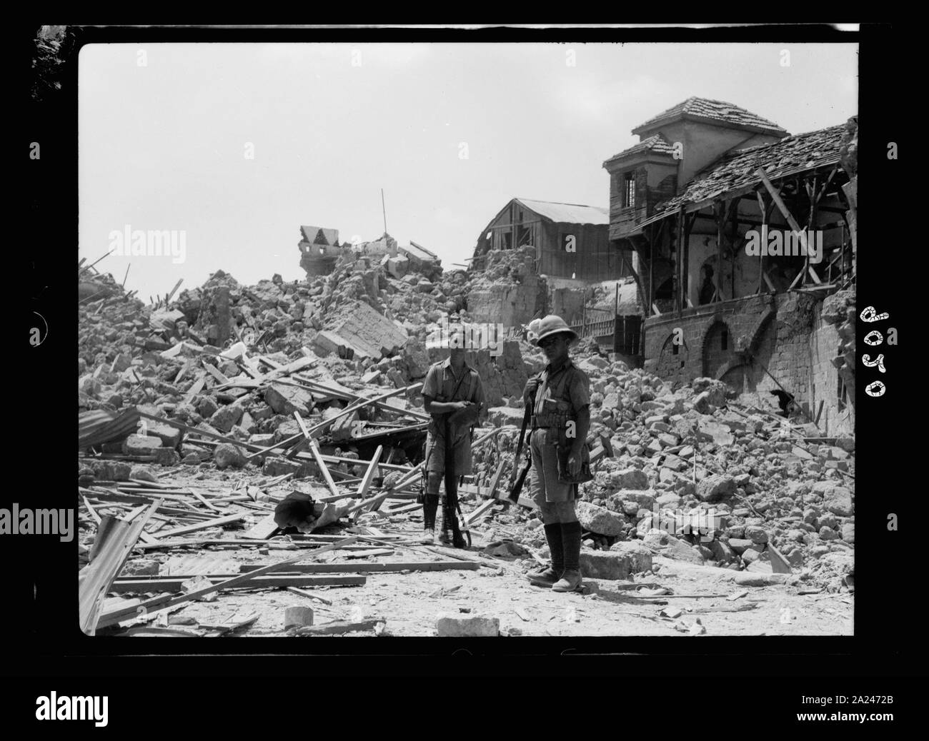 Palestine disturbances during summer 1936. Jaffa. Effects of dynamiting ...